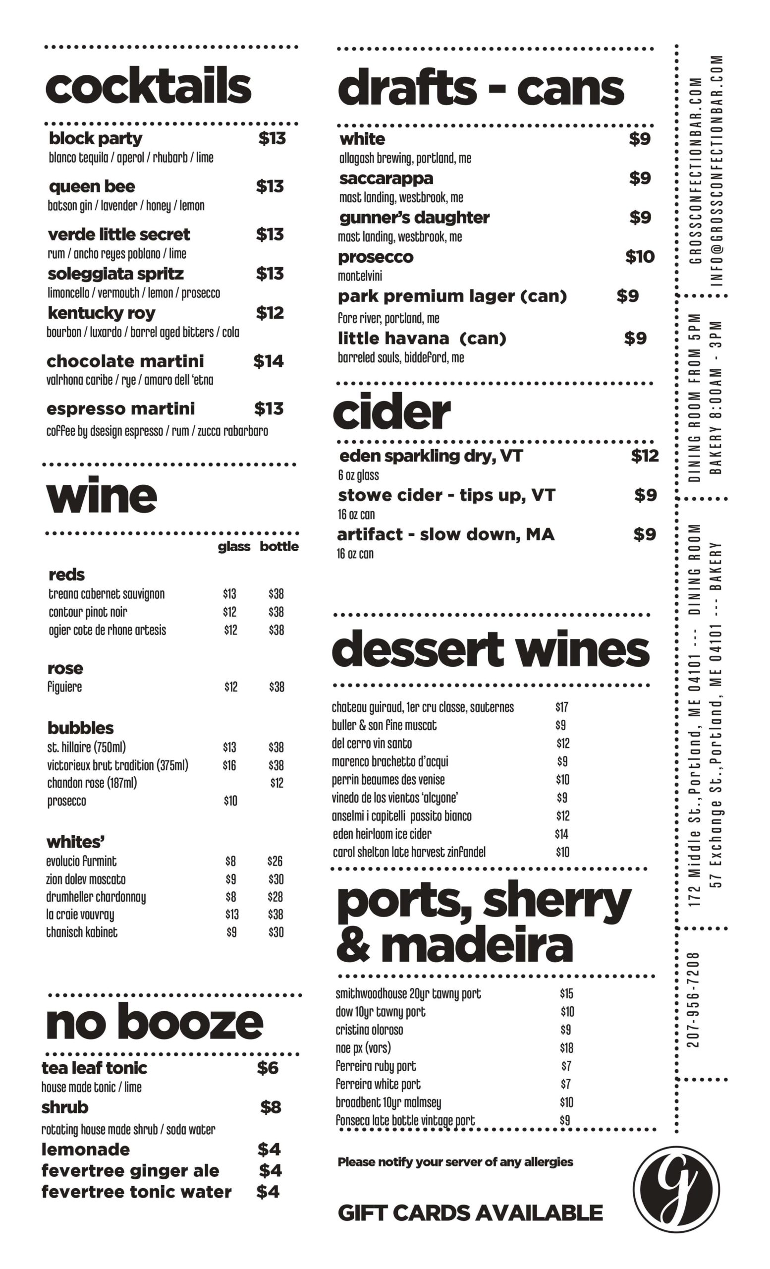 Dessert Restaurant | Gross Confection Bar | Portland, Maine