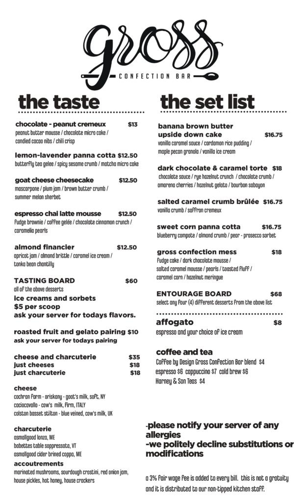 Dessert Restaurant | Gross Confection Bar | Portland, Maine